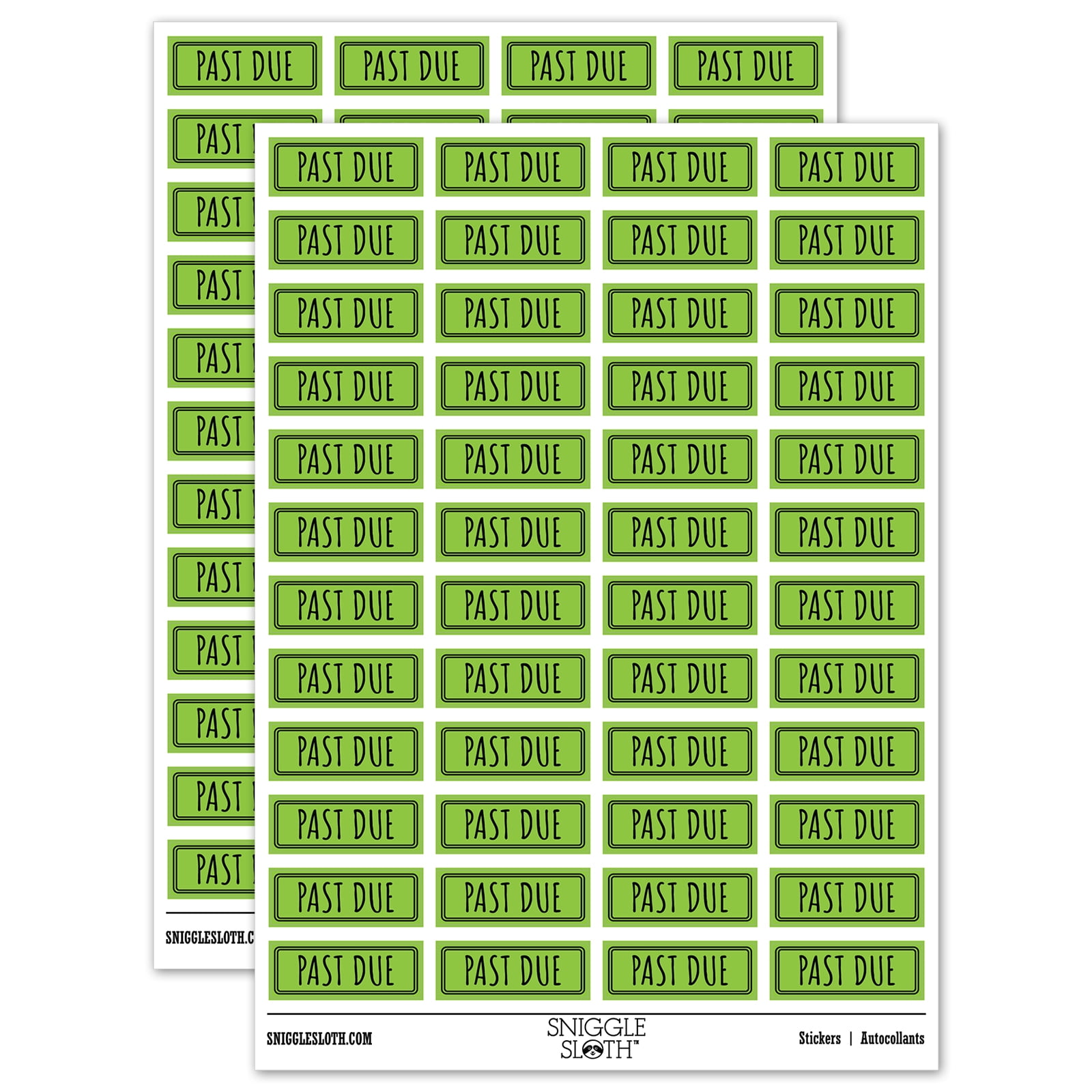 Past Due Double Line Border Billing Payment Sticker Set - Light Green ...