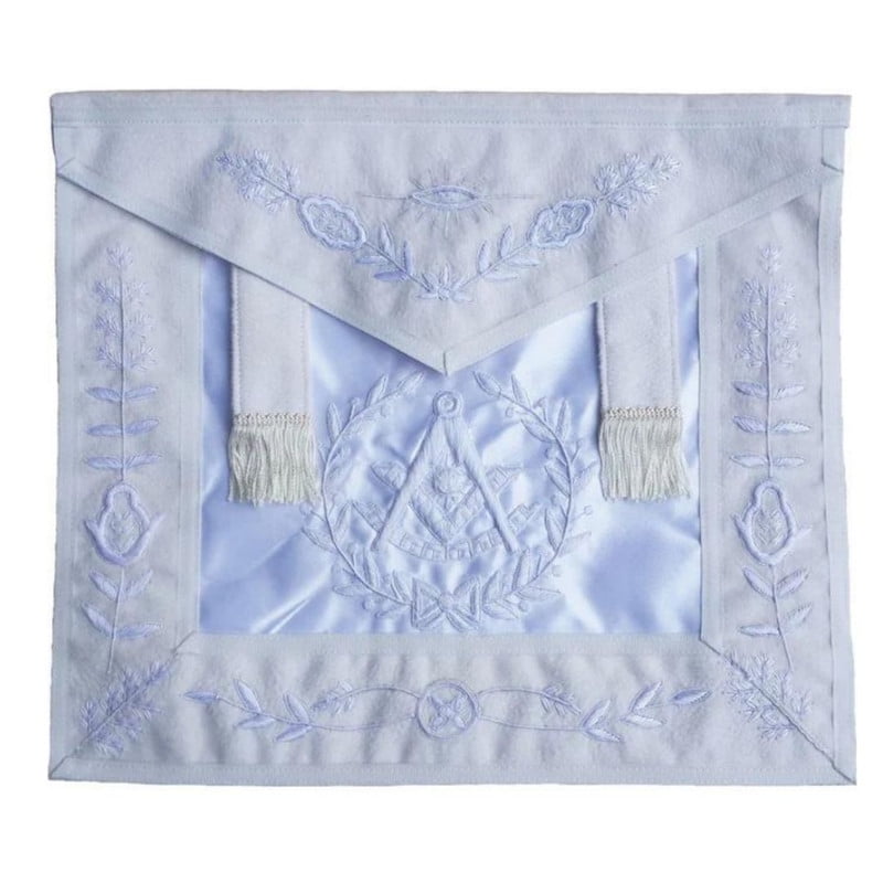 Past Master Blue Lodge Apron - All White with Side Tabs & Wreath ...
