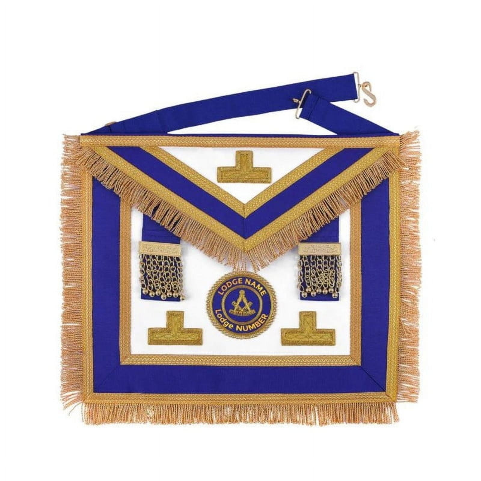 Past Master Blue Lodge Apron - Blue Ribbon with Hand Embroidery Bullion ...