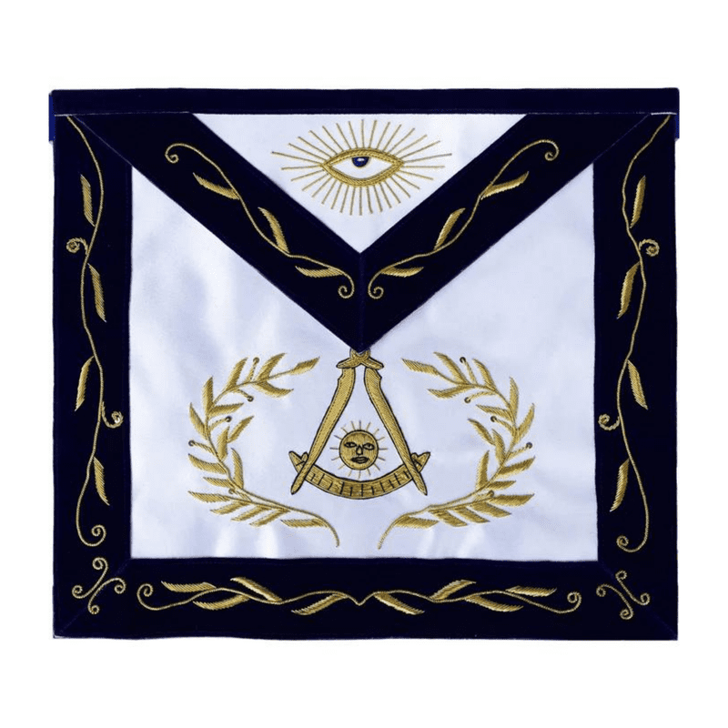 Past Master Blue Lodge Apron – Blue Velvet with Gold Hand Embroidery ...