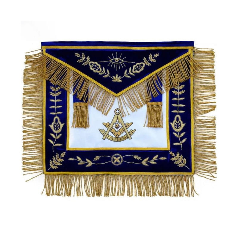 Past Master Blue Lodge Apron – Blue with Golden Vinework Hand ...