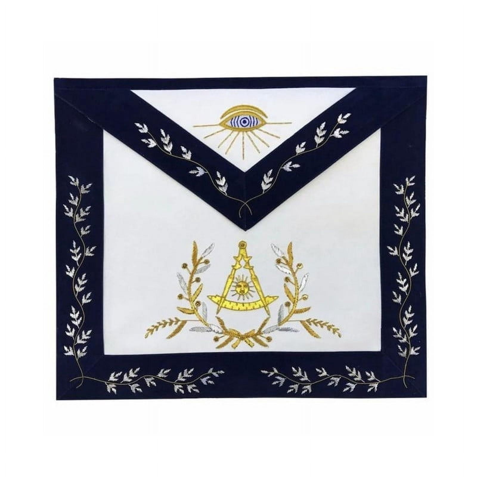 Past Master Blue Lodge Apron - Bullion Gold & Silver Hand Embroidery ...