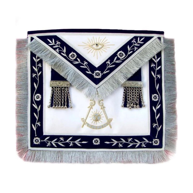 Past Master Blue Lodge Apron – Navy Blue with Silver Fringe Tassels ...