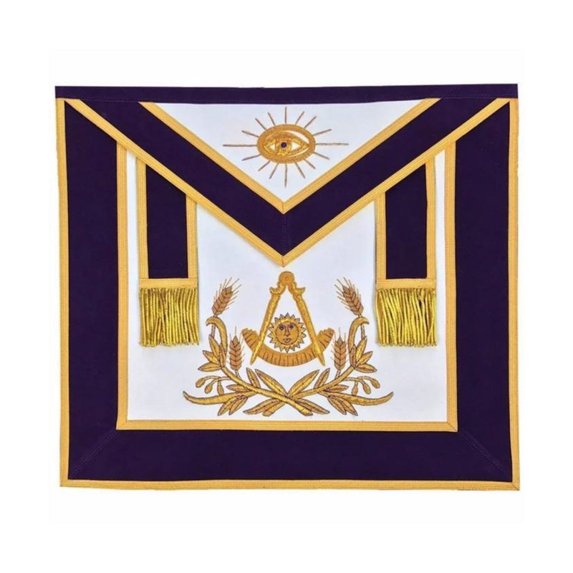 Past Master Blue Lodge Apron – Purple Velvet with Gold Hand Embroidery ...