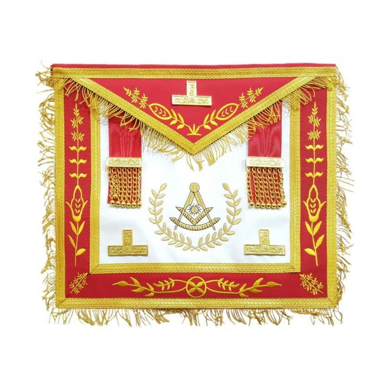 Past Master Blue Lodge Apron – Red with Gold Machine Embroidery ...