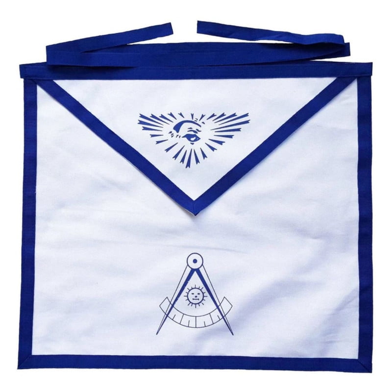Past Master Blue Lodge Apron - White Duck Cotton with Royal Blue Ribbon ...