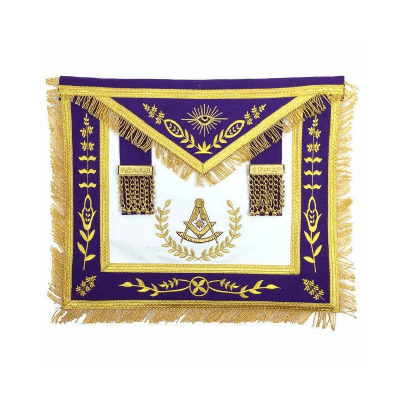 Past Master Blue Lodge Apron – White & Purple with Gold Fringe ...