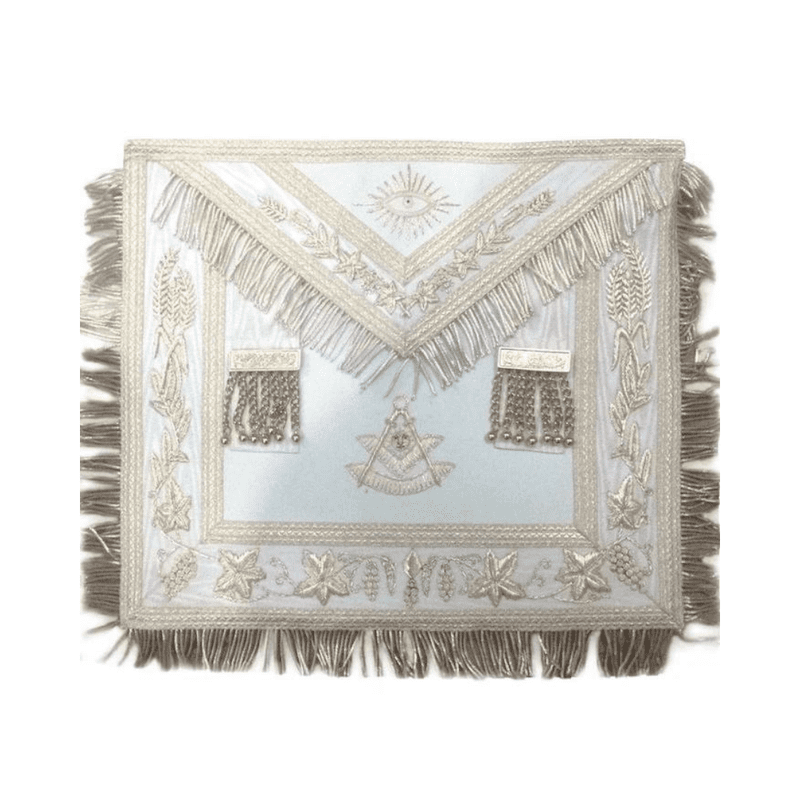 Past Master Blue Lodge Apron – White Satin Apron with Silver Vinework ...