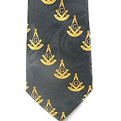 Past Master Masonic Neck Tie - Black Yellow Polyester duplicated ...