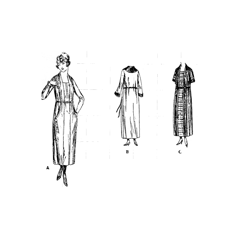 Past Pattern #2307 Mid 1920s One-piece Dress with Vest Front Sewing ...