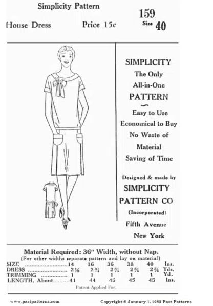 Past Pattern Simple House Dress Vintage Revival Sewing Pattern ...