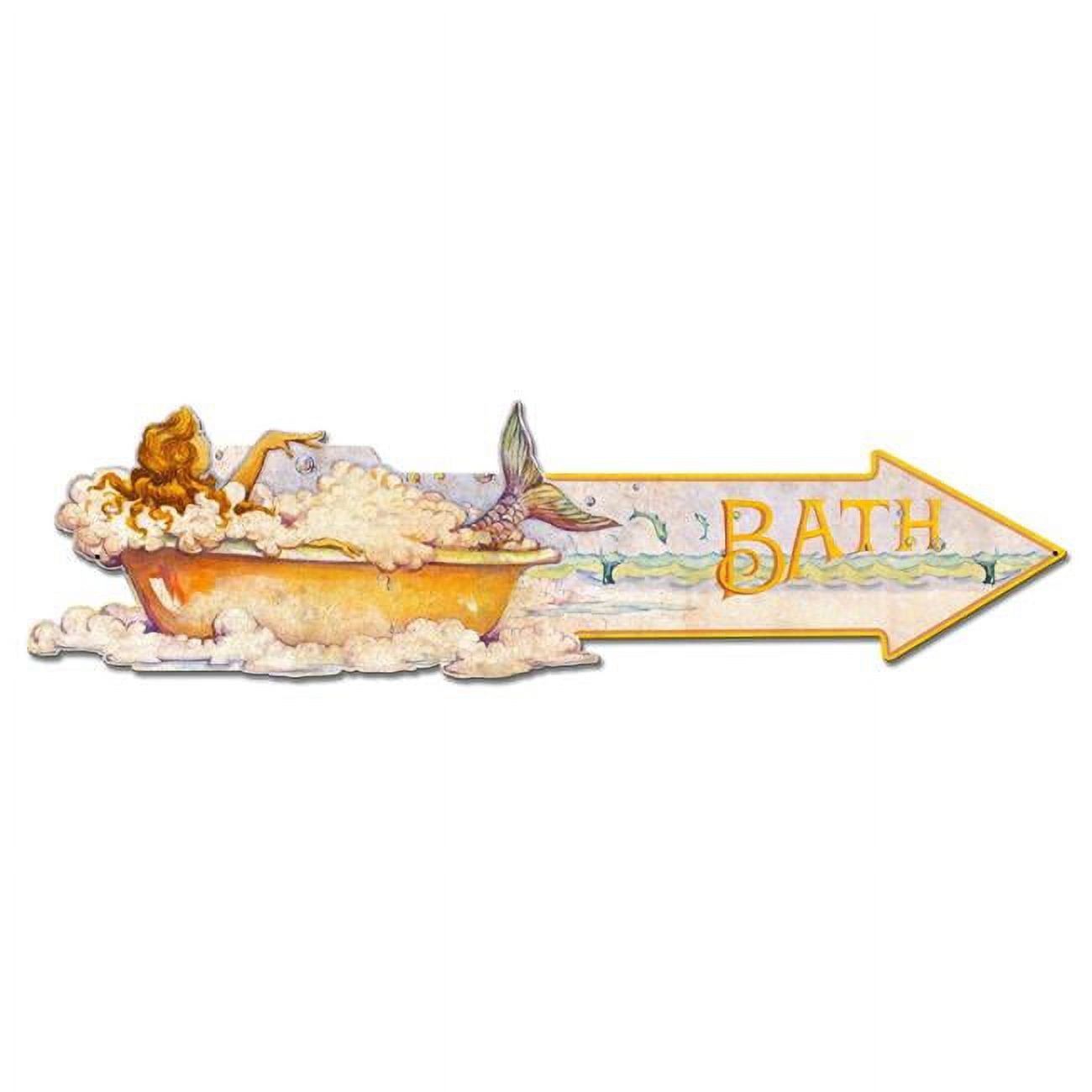 Past Time PS755 28 x 7 in. Grunge Mermaid Bath Arrow Plasma Metal Sign ...