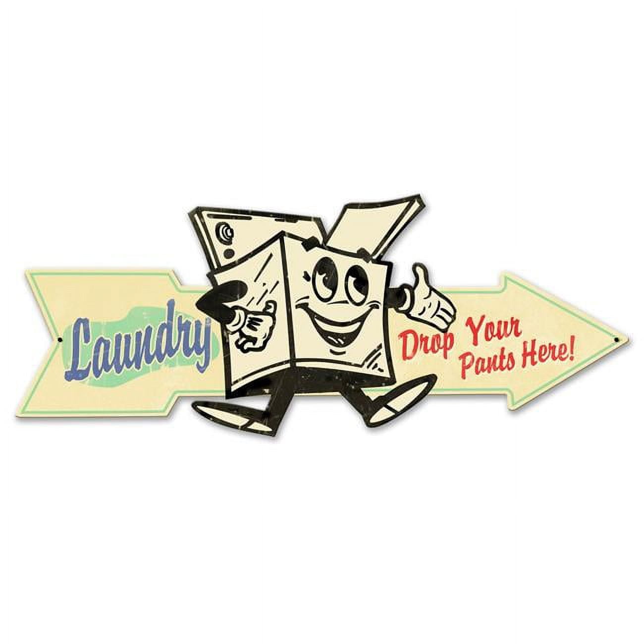 Past Time PS765 30 x 12 in. Laundry Drop Pants Here Arrow Plasma Metal ...