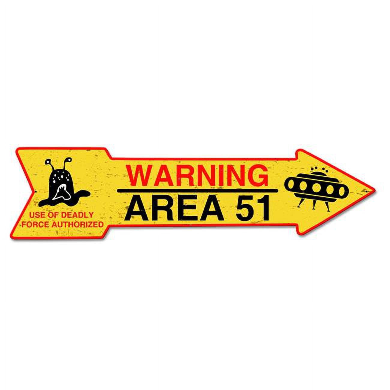 Past Time PS778 36 x 9 in. Area 51 Arrow Plasma Metal Sign - Walmart.com
