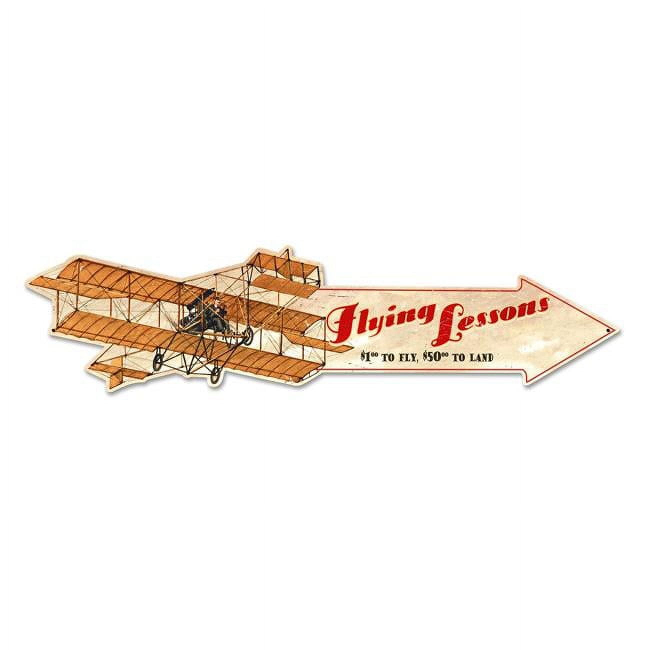 Past Time PS806 31 x 7 in. Flying Lessons Plane Arrow Plasma Metal Sign ...