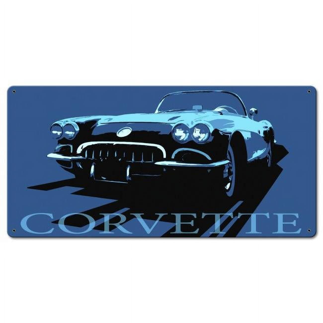 Past Time Signs 24 x 12 in. Noah Bay Corvette Blue Satin Sign - Walmart.com