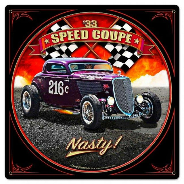 Past Time Signs 24 x 24 in. Larry Grossman 1933 Speed Coupe Sign ...