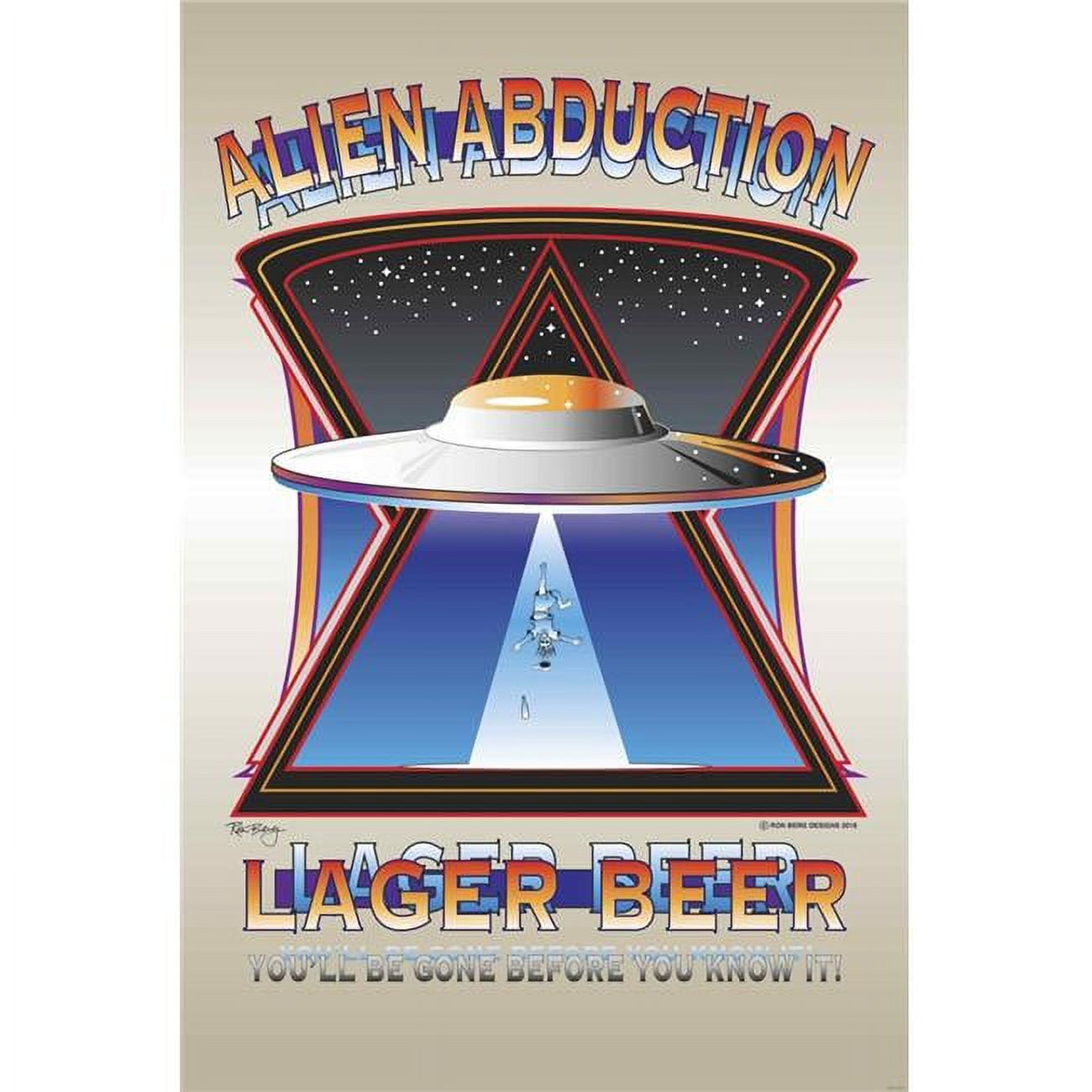 Past Time Signs BERG025 Ron Berg Alien Abduction Lager Satin Metal Sign ...