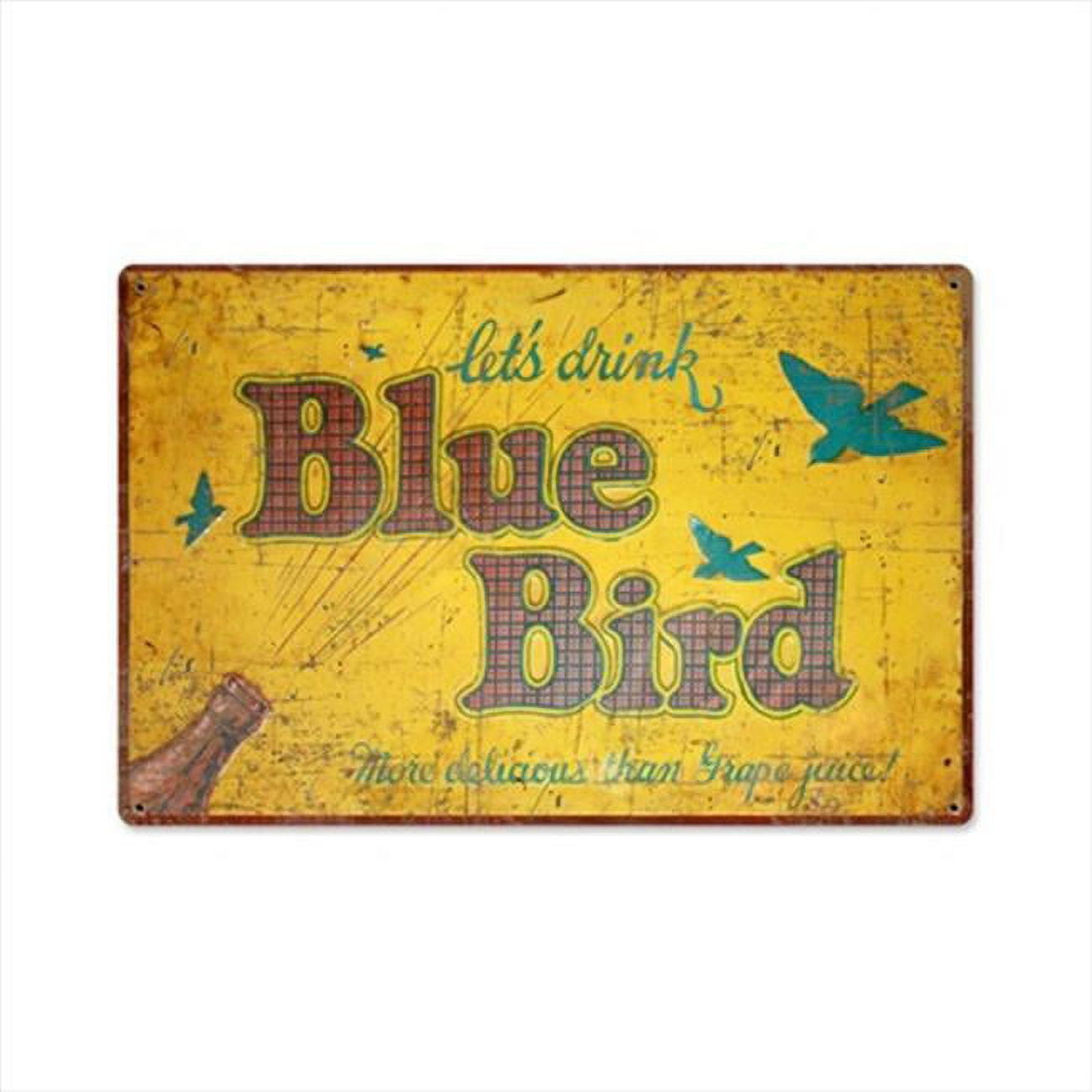 Past Time Signs Blue Bird Drink Home And Garden Metal Sign - Blue ...