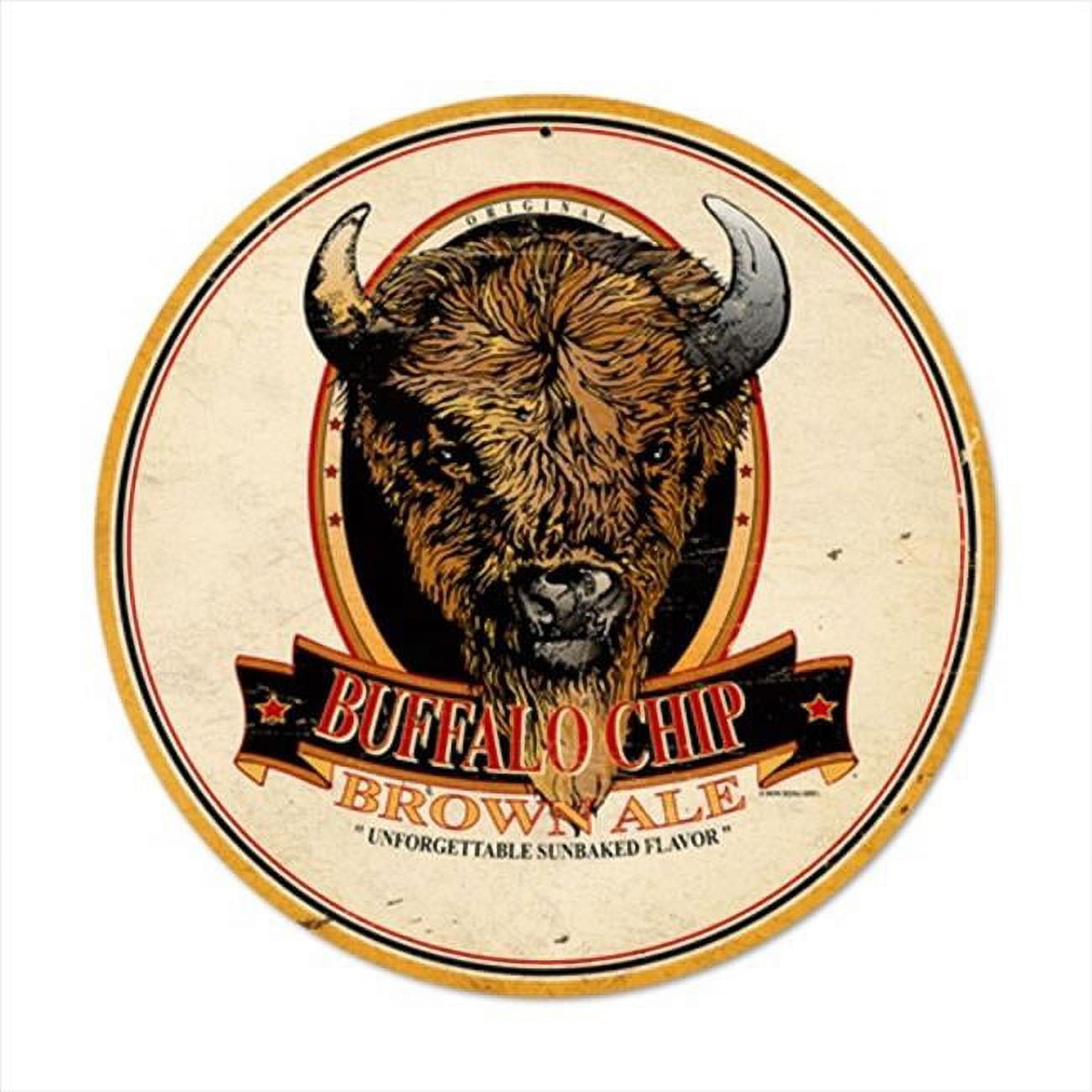 Past Time Signs Buffalo Chip Ale Food And Drink Round Metal Sign ...
