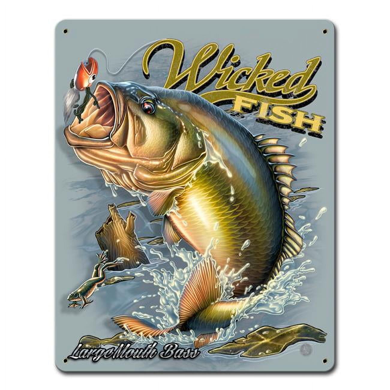 Past Time Signs ERA031 Large Mouth Bass Sign - 12 x 15 in. - Walmart.com