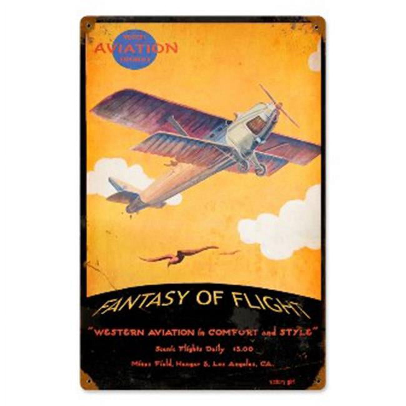 Past Time Signs Fantasy Vintage Aviation Metal Sign 12 x 18 in ...
