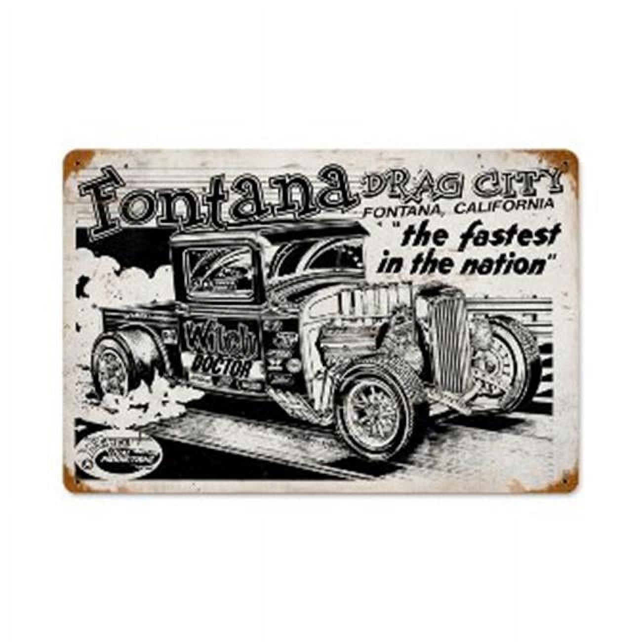 Past Time Signs Fontana Drag City Automotive Vintage Metal Sign ...