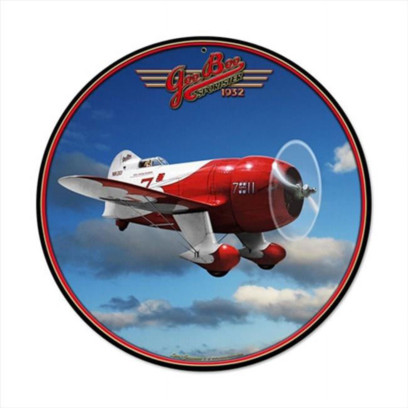 Past Time Signs LG153 Gee Bee Racer Round Aviation Vintage Metal Sign ...