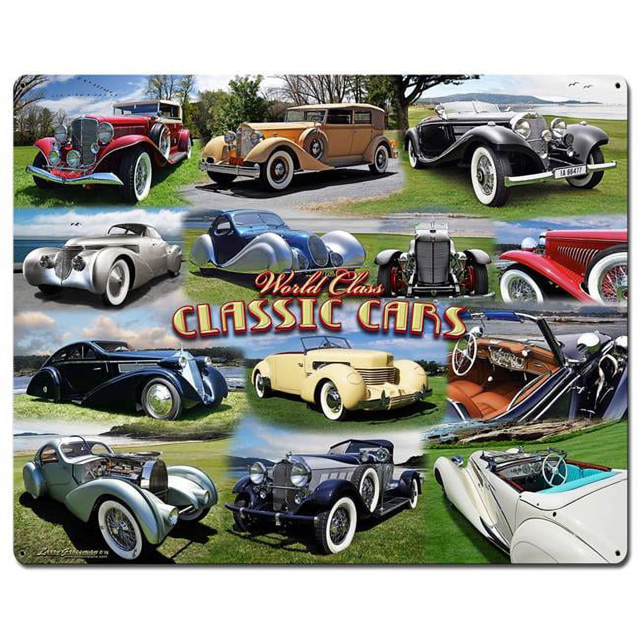 Past Time Signs LG737 Larry Grossman Classic Car Collage Plasma Metal ...