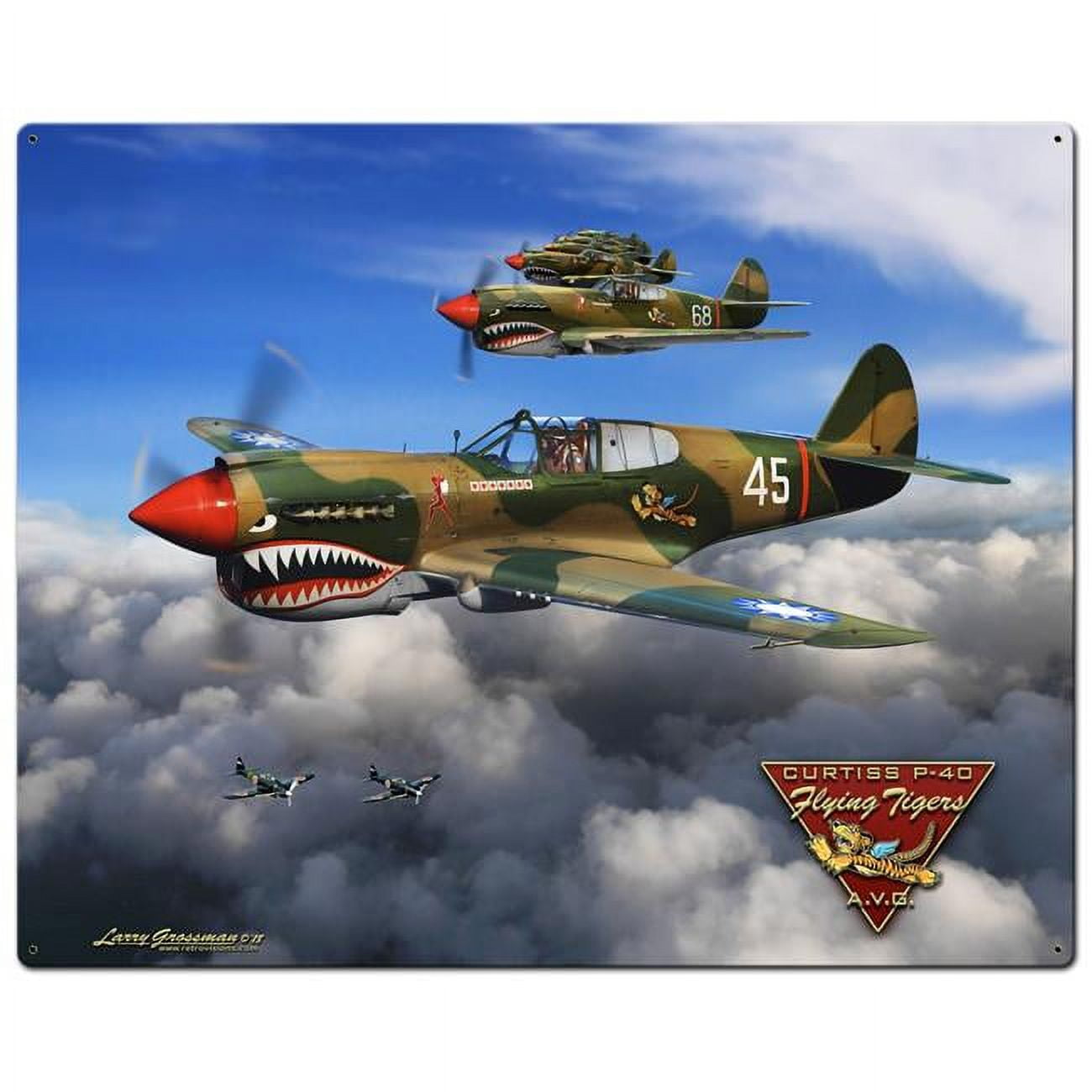 Past Time Signs LGB088 Larry Grossman P-40 Flying Tigers Plasma Satin ...