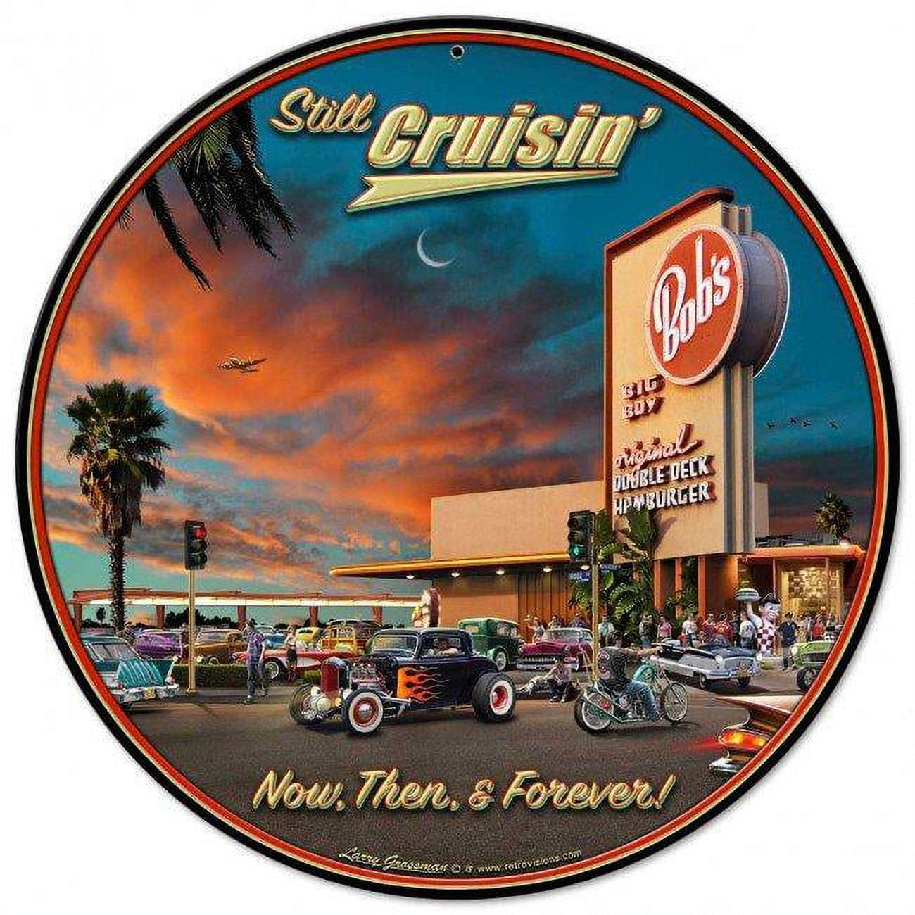 Past Time Signs LGB163 14 x 14 in. Larry Grossman 1966 Cruisin Bobs ...