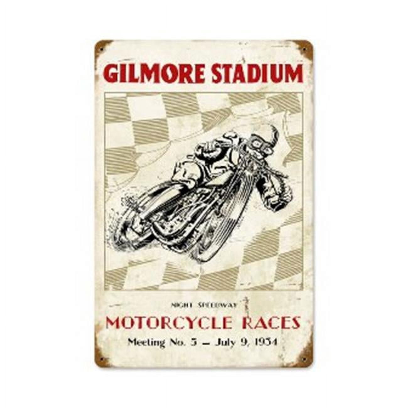 Past Time Signs MTY010 Gilmore Stadium Motorcycle Vintage Metal Sign ...