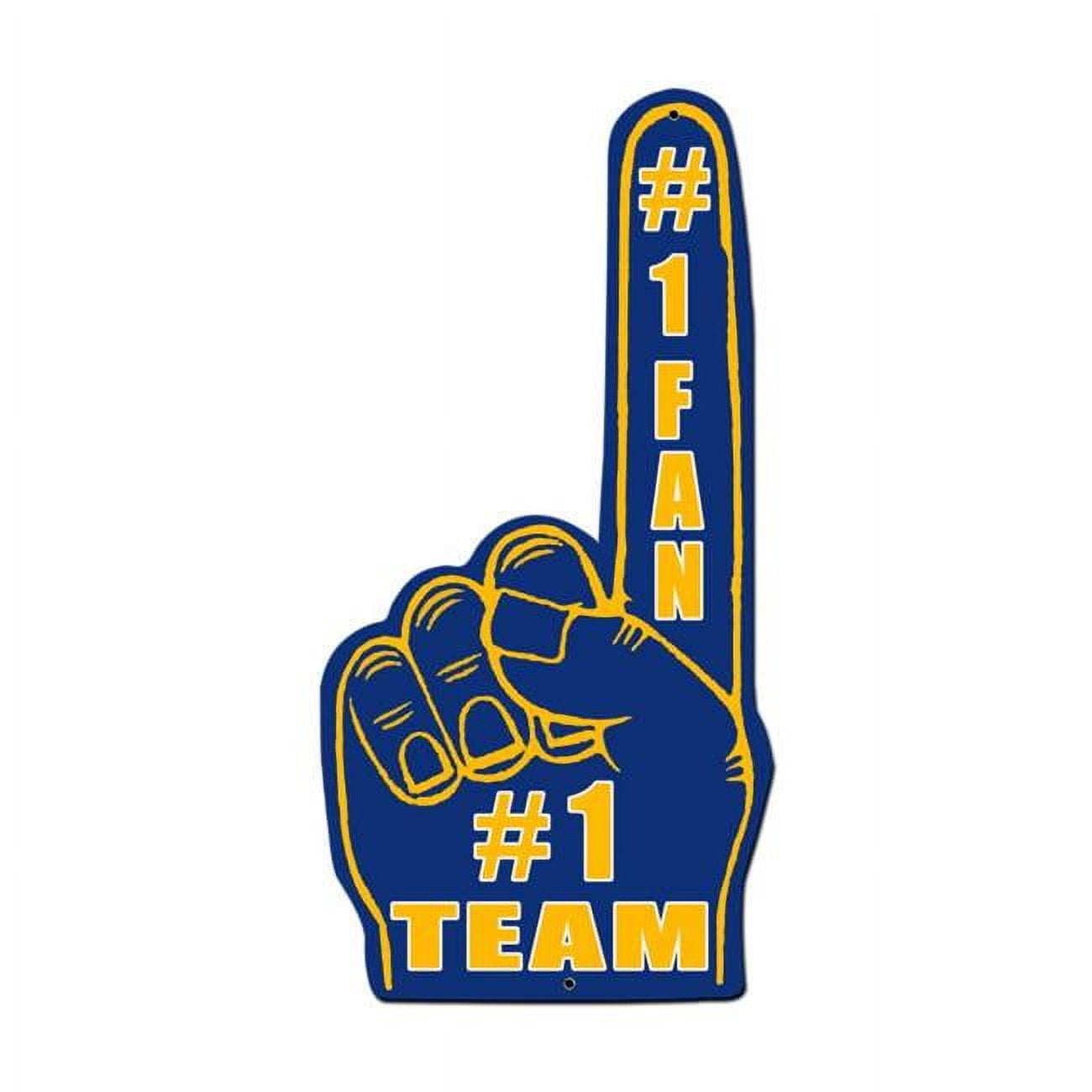 Past Time Signs PS336 1 Team Finger Blue & Yellow Custom Metal Shape ...