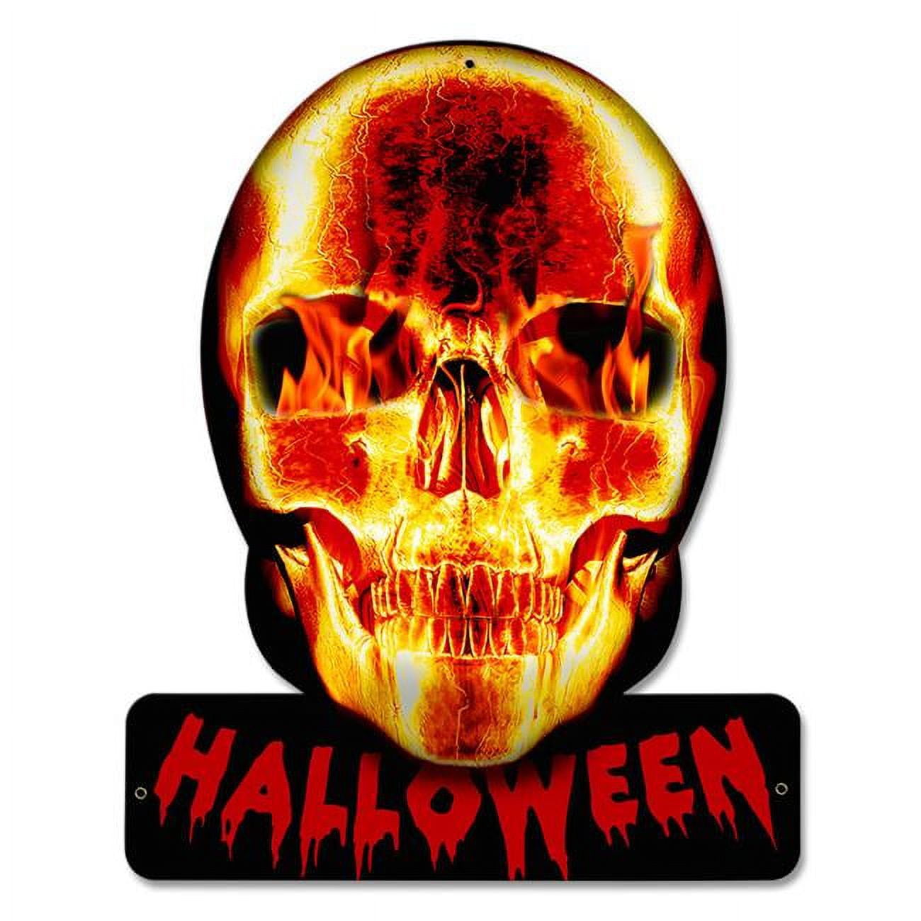 Past Time Signs PS455 12 x 15 in. Halloween Skull Plasma Metal Sign ...