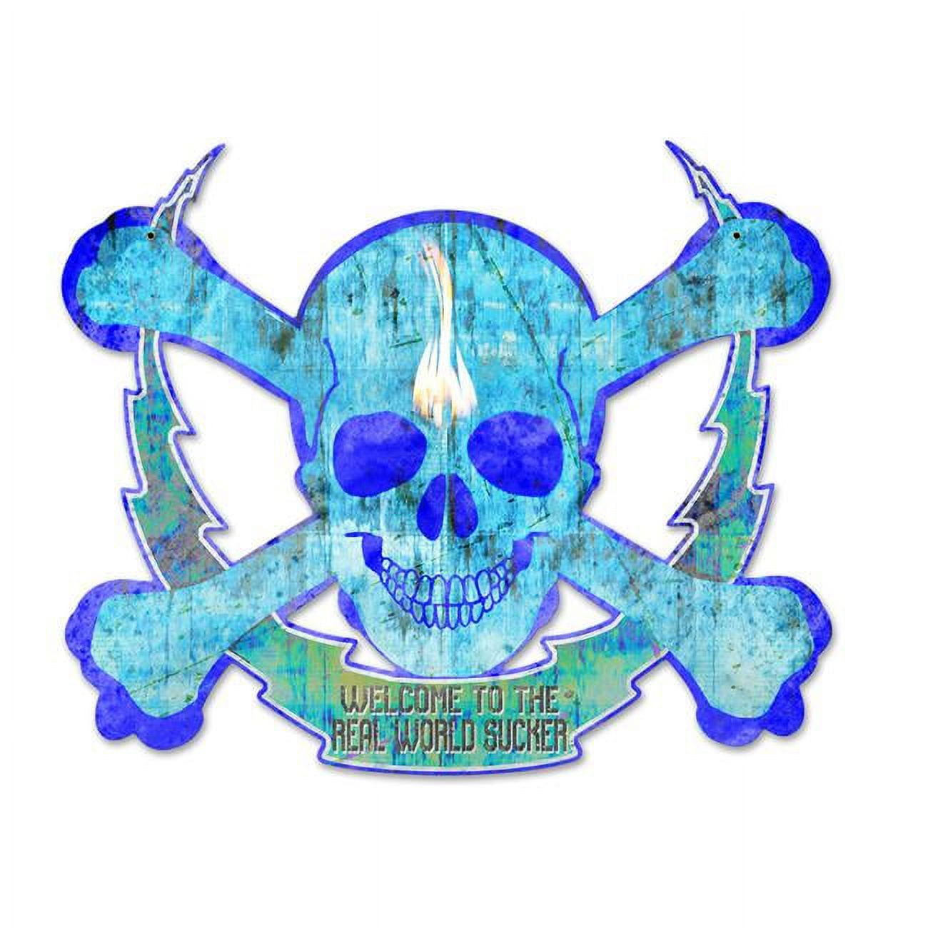 Past Time Signs PS514 19 x 16 in. Skull Bolt Welcome To The Real World ...