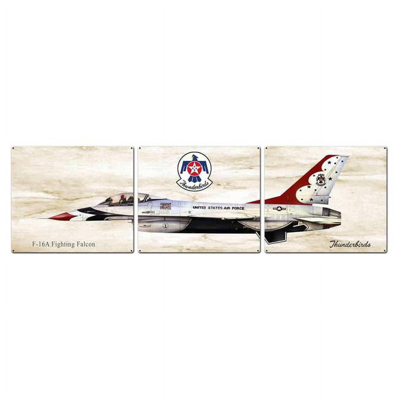 Past Time Signs PS634 F-16 Fighting Falcon Triptych Plasma Metal Sign ...