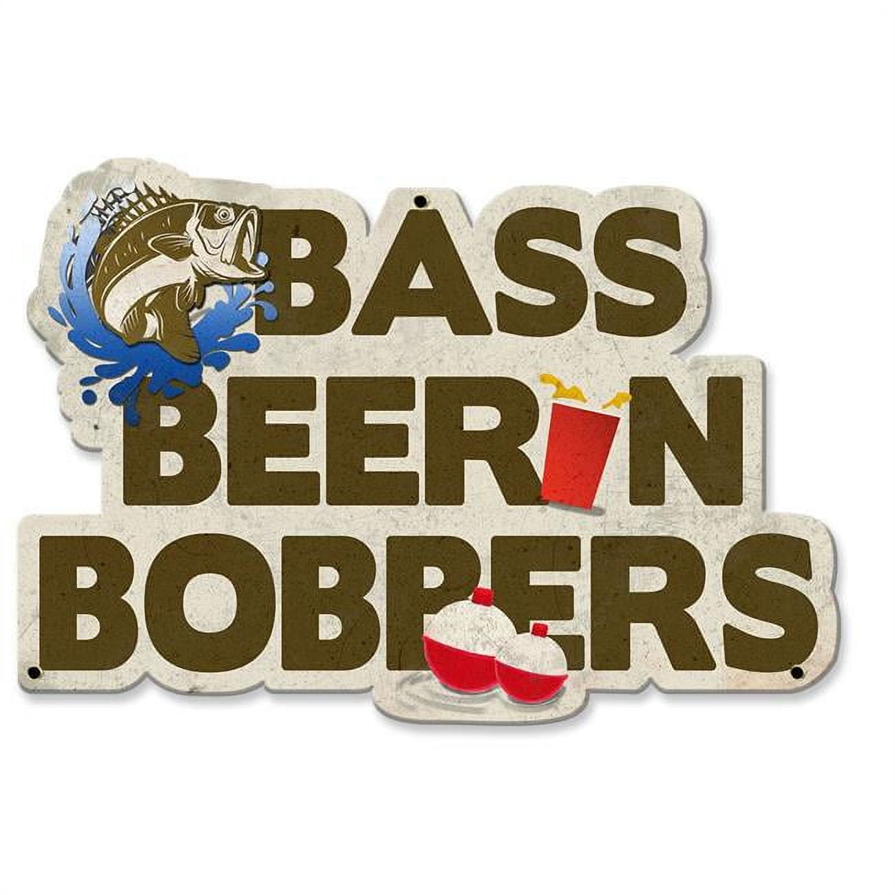 Past Time Signs PS664 19 x 13 in. Bass, Beer n Bobbers Plasma Metal ...