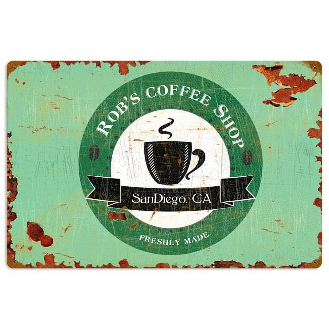 Past Time Signs PTS570 16 x 24 in. Robs Coffee Shop Satin Metal Sign ...