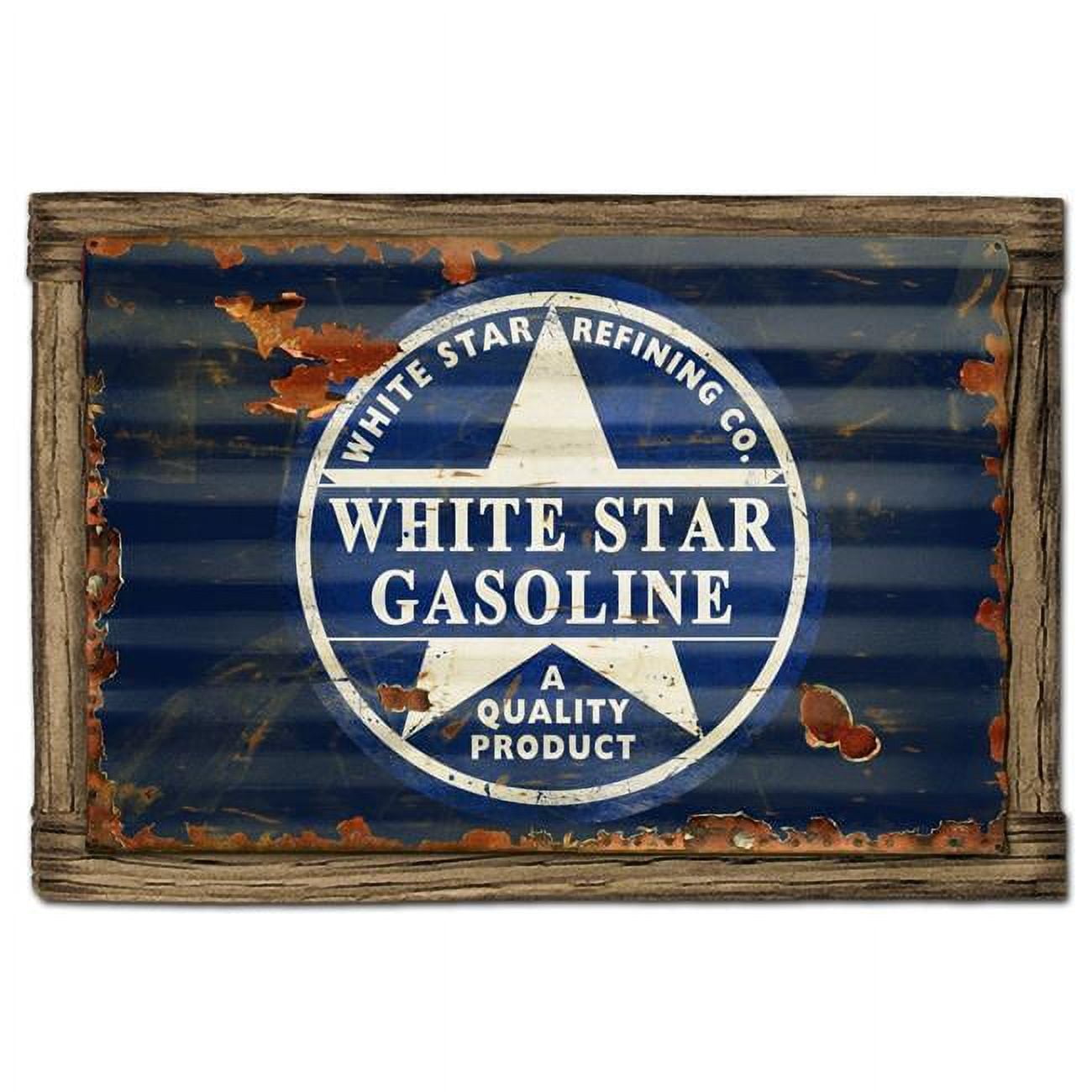 Past Time Signs PTSC045 White Star Gasoline Vintage Metal Sign - 24 x ...