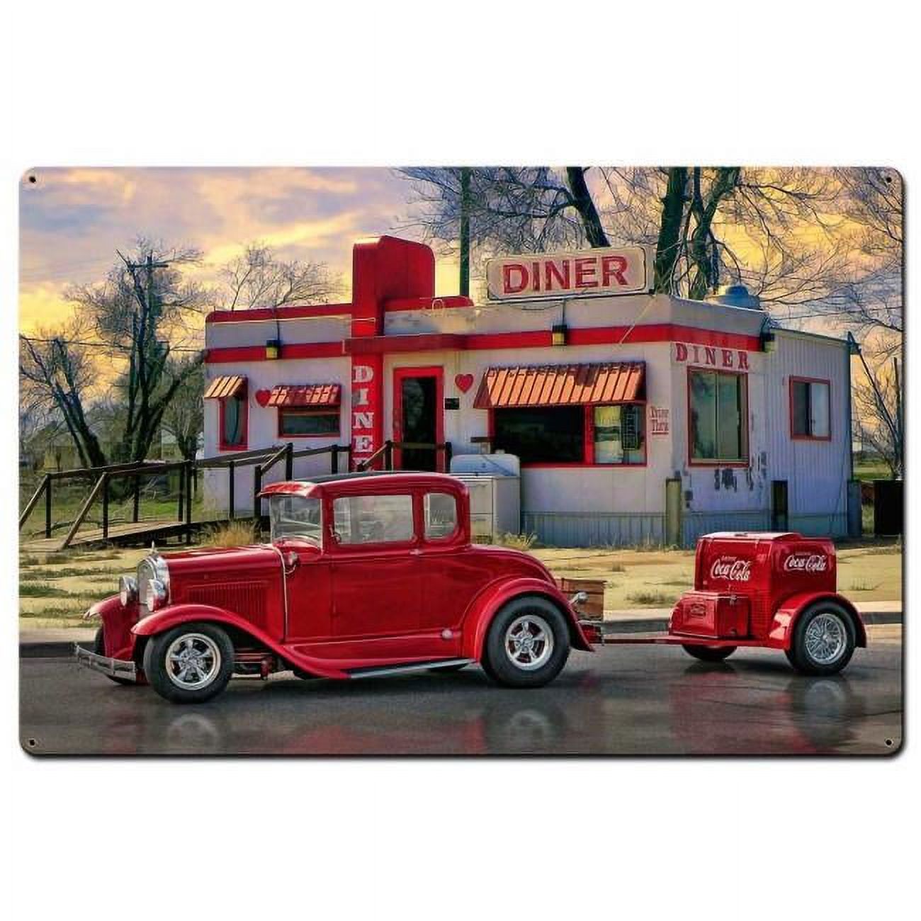 Past Time Signs RRS039 36 x 24 in. Rat Rod Studios Diners & Dives Satin ...