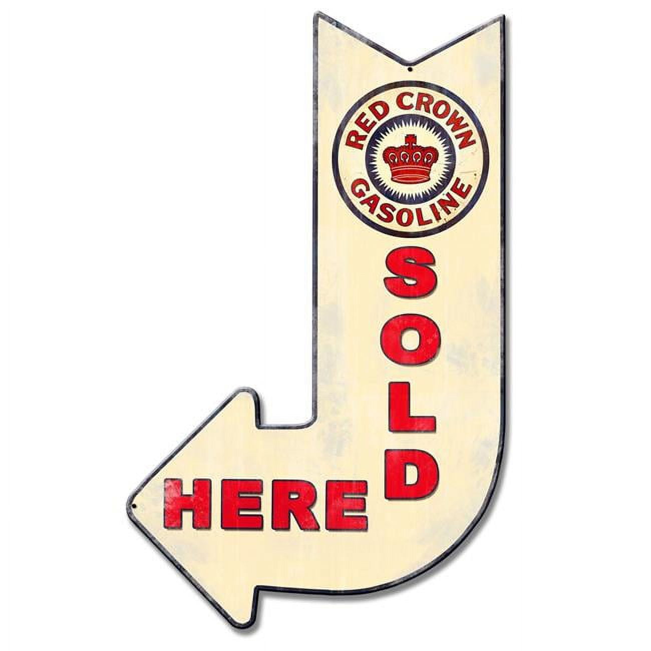 Past Time Signs Red Crown Sold Here Arrow Plasma Metal Sign - 15 x 24 ...