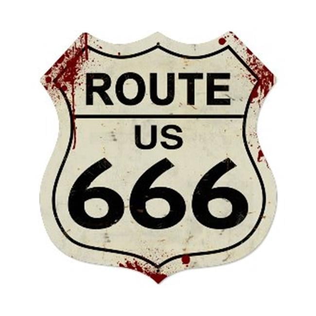 Past Time Signs Route 666 Automotive Shield Metal Sign - Walmart.com