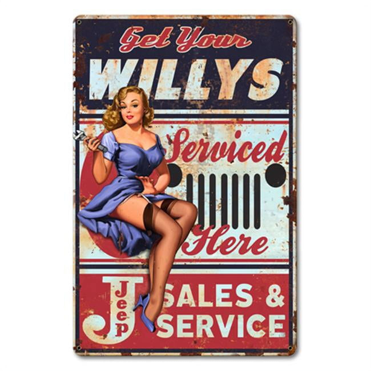 Past Time Signs Sm340 Steve Mcdonald Willys Serviced Here Metal Sign