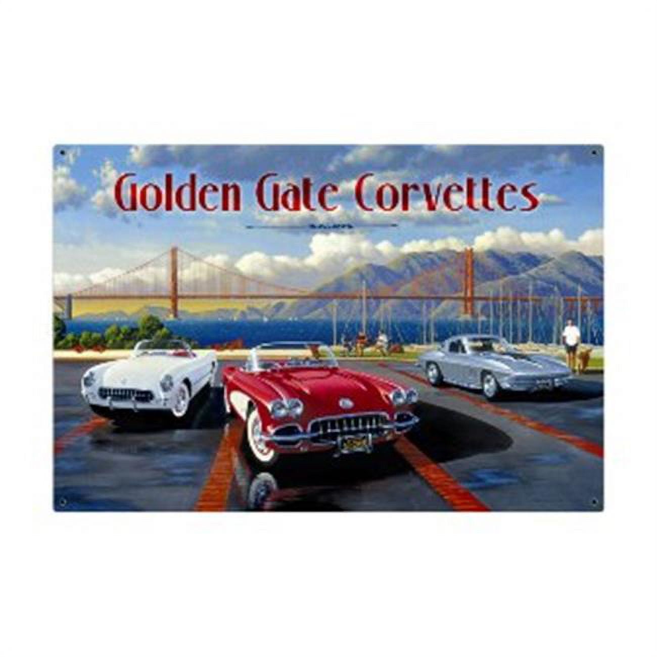 Past Time Signs STK036 Golden Gate Corvettes Automotive Metal Sign ...