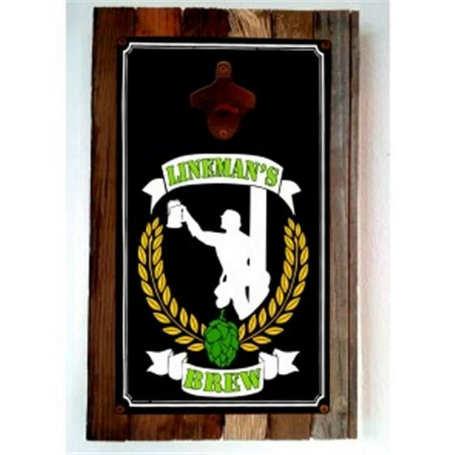 Past Time Signs WFD018 10 x 16 in. Lineman Brew Black Bottle Opener ...