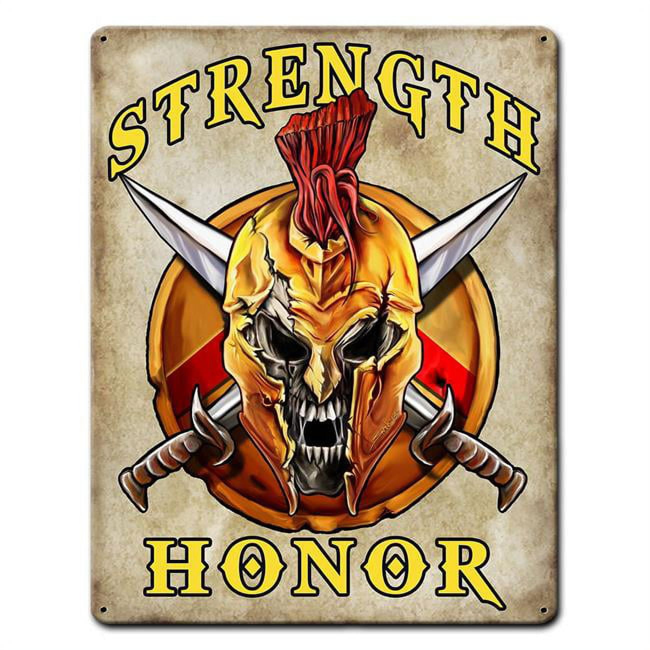 Past Time Signs WKS015 12 x 15 in. Spartan Skull Shield Metal Sign ...