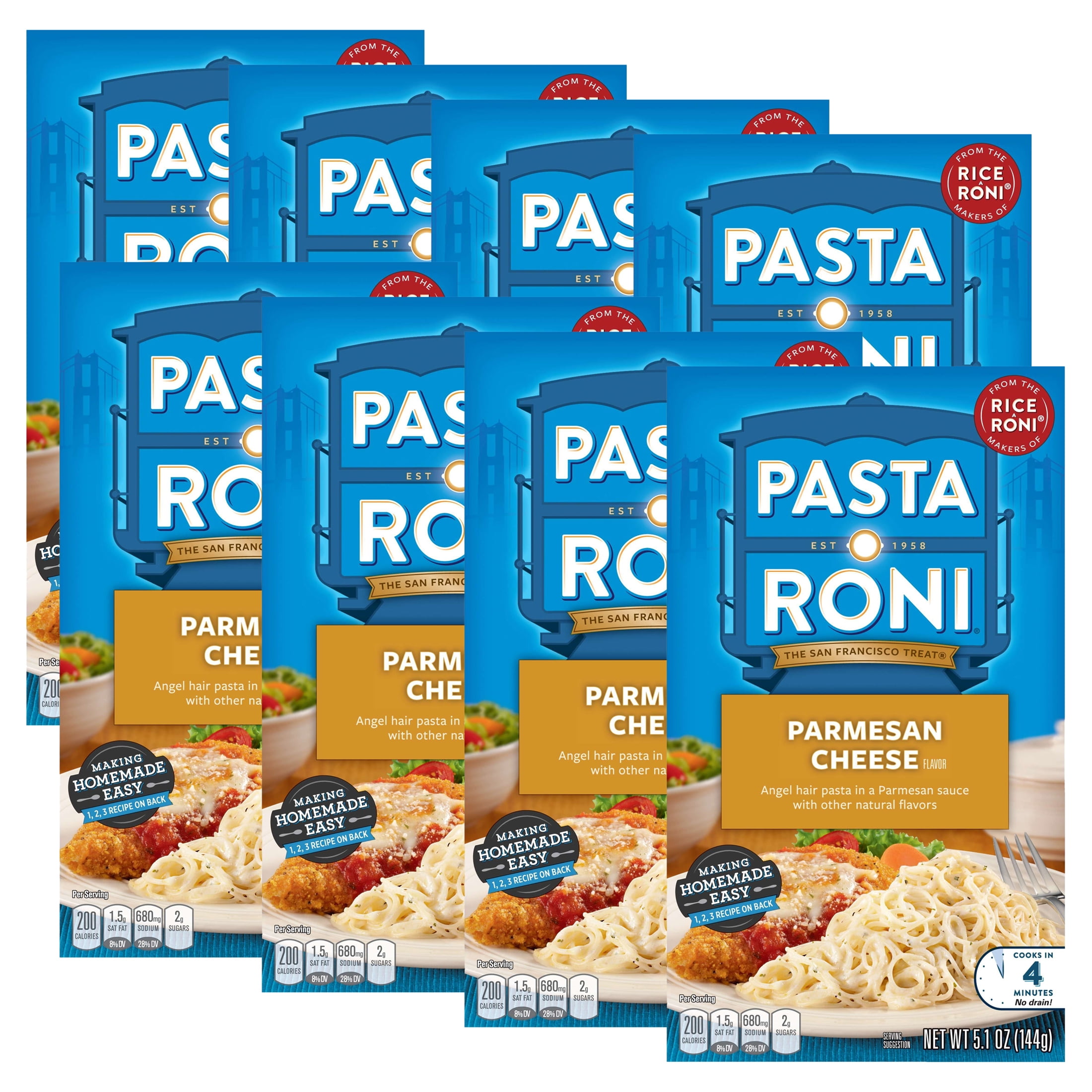 (8 pack) Pasta-A-Roni Parmesan Cheese Angel Hair Pasta, 5.1 oz Box ...