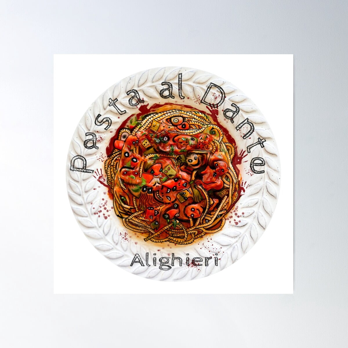 Pasta Al Dante Alighieri Poster Wall Art, Modern Wall Decor For Living ...