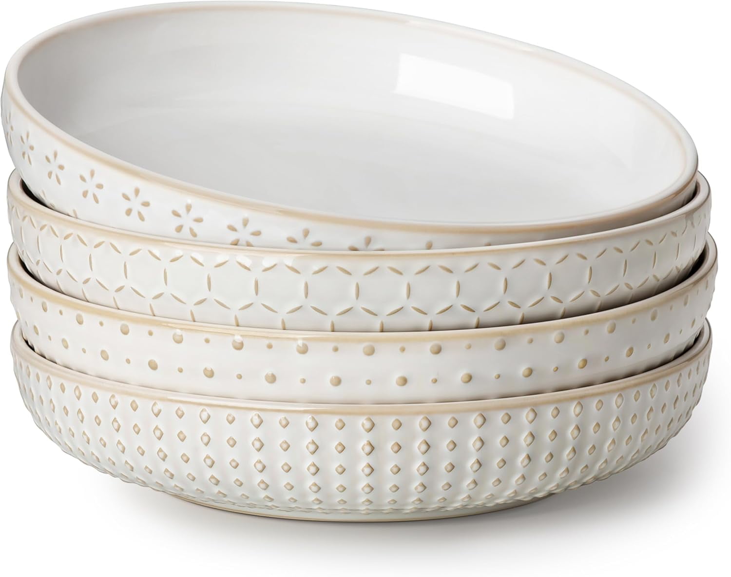 Pasta Bowls 48 Oz, 9.5 Inch Large Salad Bowls, Modern Relief Design ...