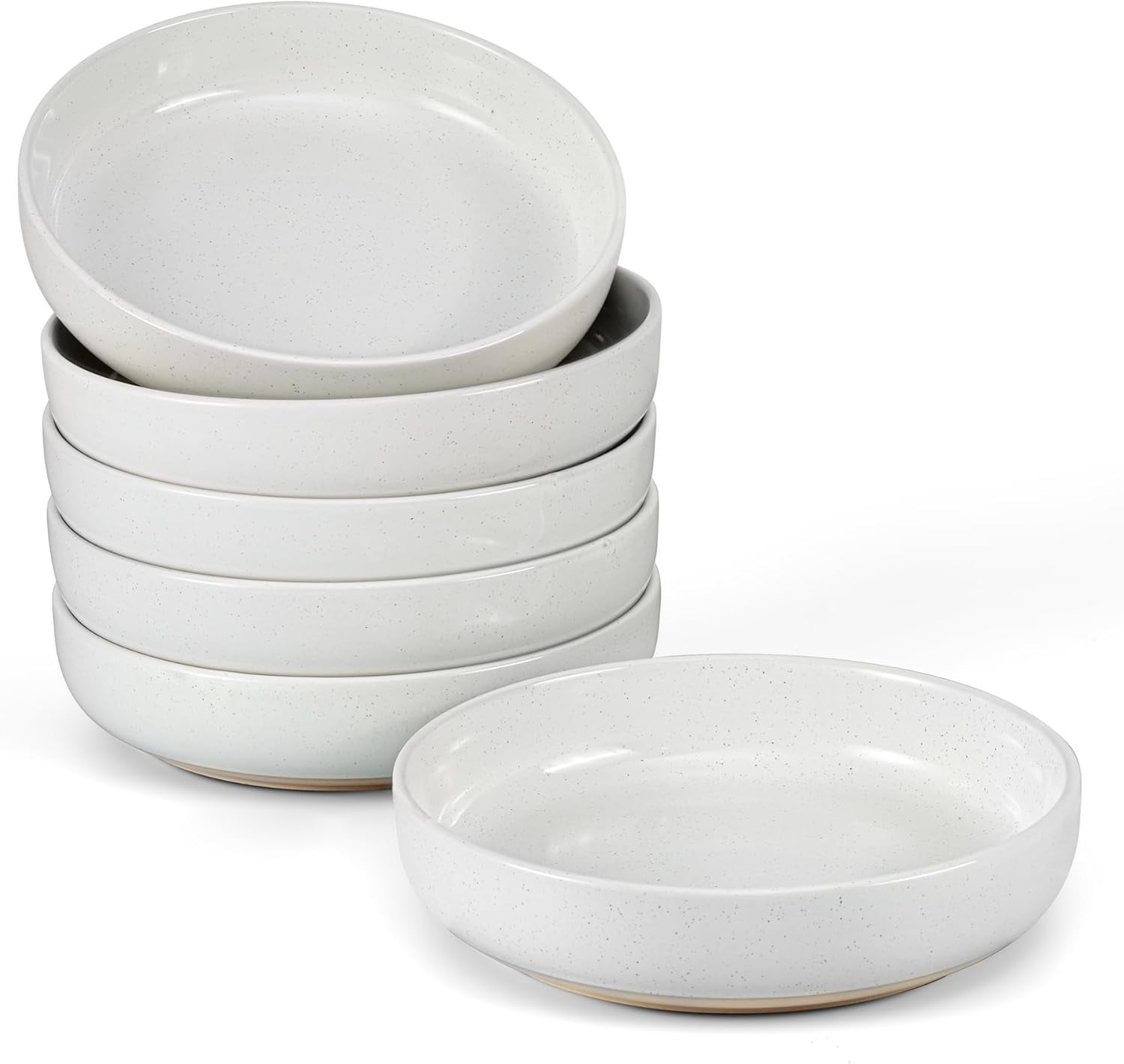 Pasta Bowls Set of 6, 33oz Wide and Shallow Stoneware Salad Bowls ...